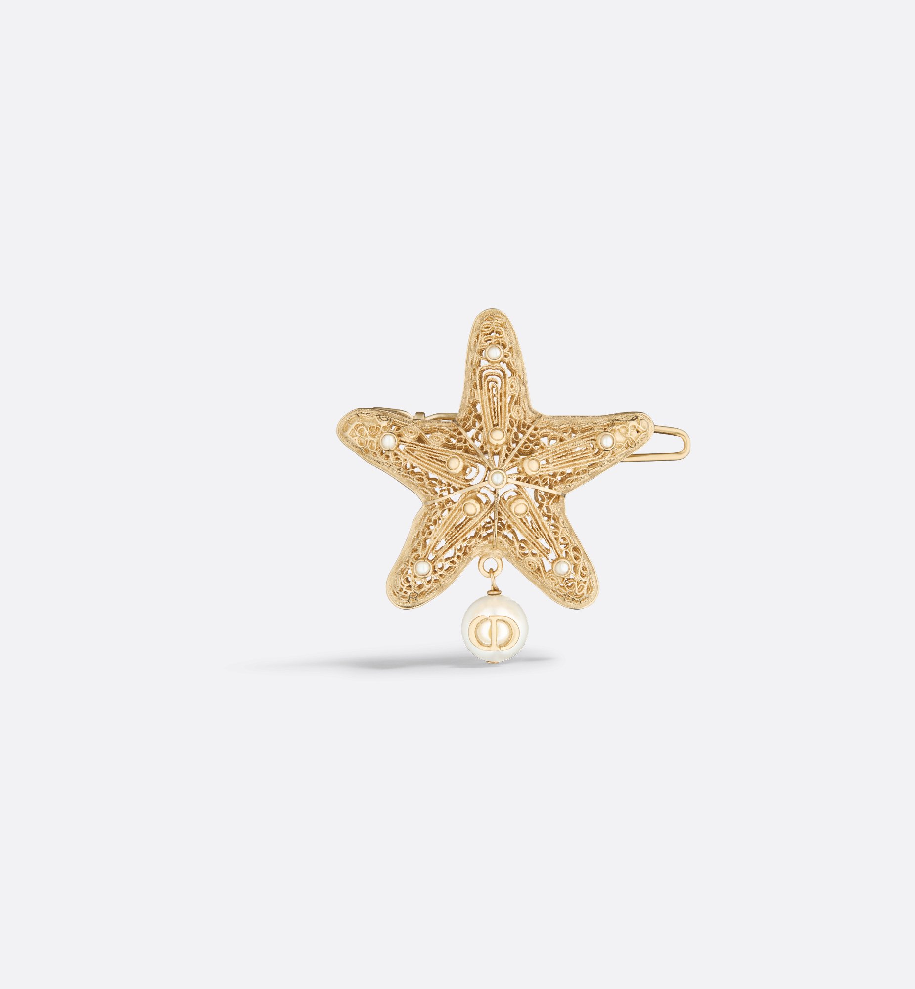 Dior Cabinet de Curiosités 发夹金色饰面金属和白色树脂珠饰| DIOR Dior Cabinet de Curiosités 发夹金色饰面金属和白色树脂珠饰| DIOR